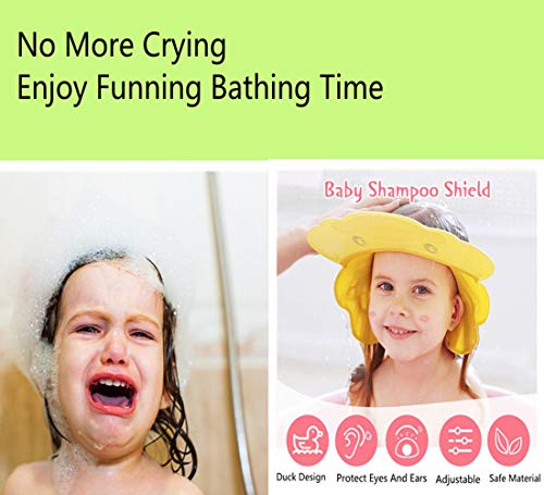 Baby Shower Cap for Kids Bath Visor Adjustable Toddler Shower Cap Multi-Purpose Bathing Cap for Protect Infants Toddler Eyes Ears (Yellow