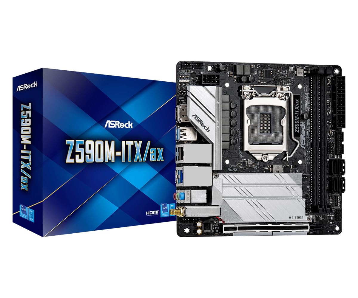 ASROCK Z590M-ITX/AX LGA1200/ Intel Z590/ DDR4/ SATA3&USB3.2/ M.2/ WiFi&Bluetooth/Mini-ITX Motherboard