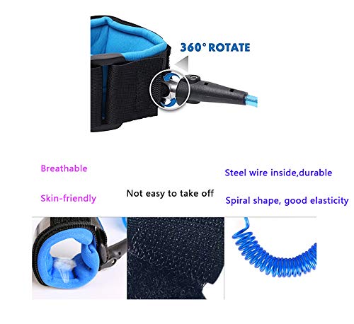 AKOAK Anti Lost Wrist Link Safety Wrist Link for Toddlers and Kids,Toddler Harness Walking Leash,Blue,1.5 Meters(4.9ft)