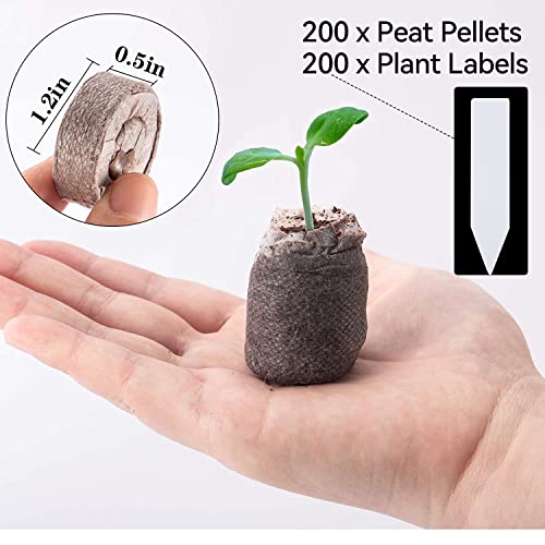 200 Pcs Peat Pellets - 30mm Seeds Plant Starting Plugs, Compressed Nutrient Fertilizer Fiber Soil Block, Plant Pods Bulk for Seedling Transplanting Herb Flower Vegetables
