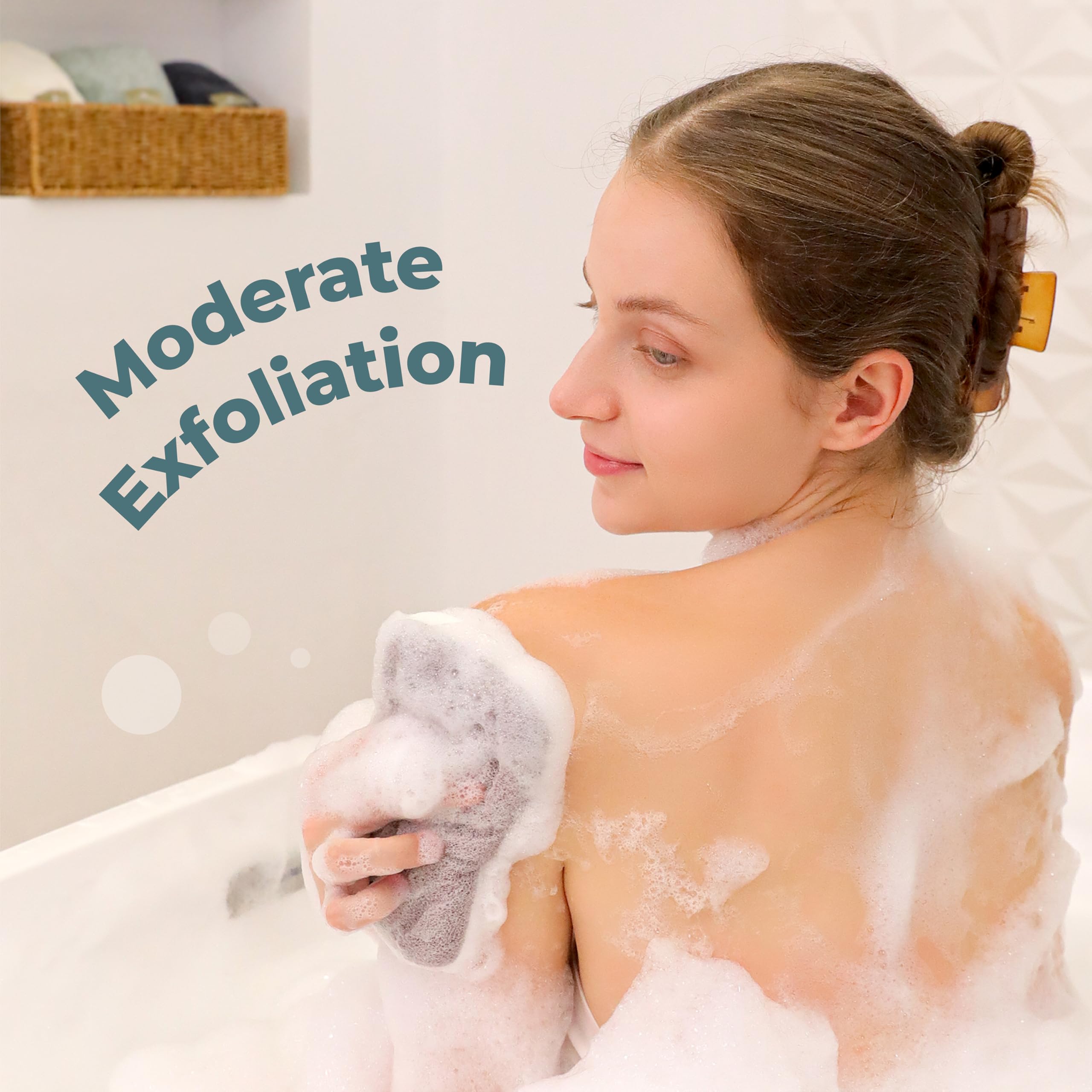 myHomeBody Dual-Texture Shower Sponge Exfoliating Sponge, Bath Sponge for Women, Body Scrubber Body Exfoliator, Body Sponge, Loofah Sponge for Men, Exfoliating Sponge,1pc