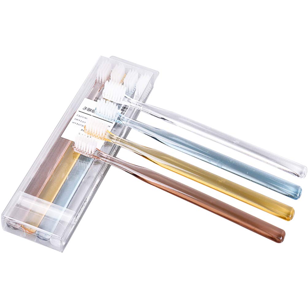 Artibetter Toothbrush Soft Bristle Clear Plastic Crystal Handle Small Head Toothbrush Travel Portable, 8pcs