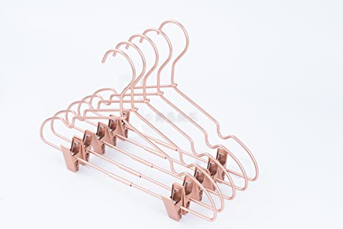 Koobay Metal Hangers Baby Clothes 12.5" Rose Gold Clips Hanger Children Kids Pants Hanger Display and Storage (30)