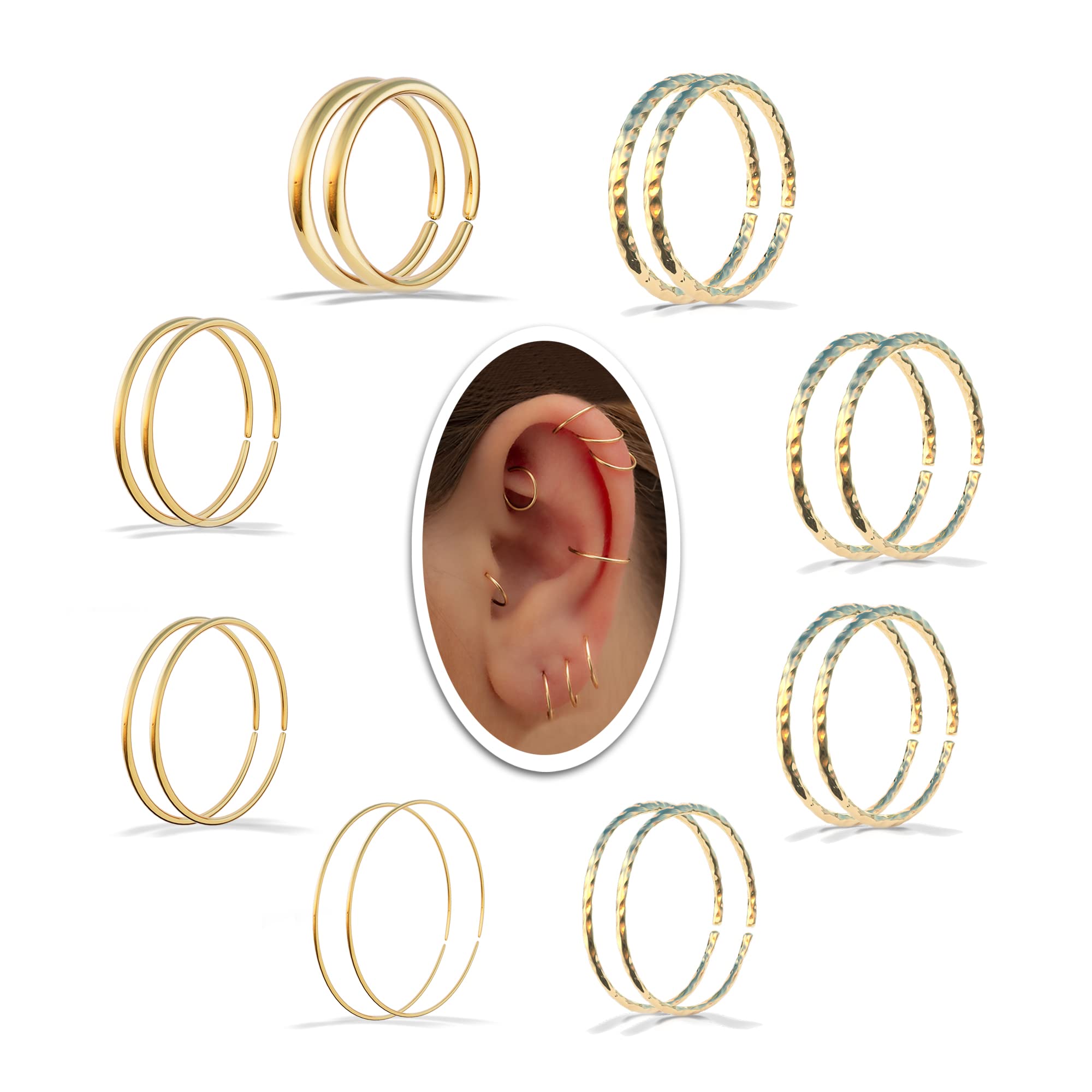 14K Gold Filled Small Hoop Earrings for Cartilage Nose, Tiny Thin 7mm Piercing Hoop Ring 22 Gauge (Gold, 7mm 22 gauge / 1 pair)