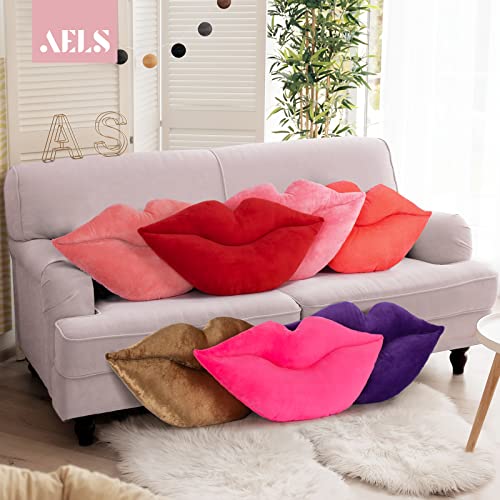 AELS 3D Large Lips Throw Pillows Smooth Soft Velvet Decorative Throw Pillows Love Pillows Cute Pillow 24 X 12 inches for Couch Sofa Bed Living Room Bedroom, Purple