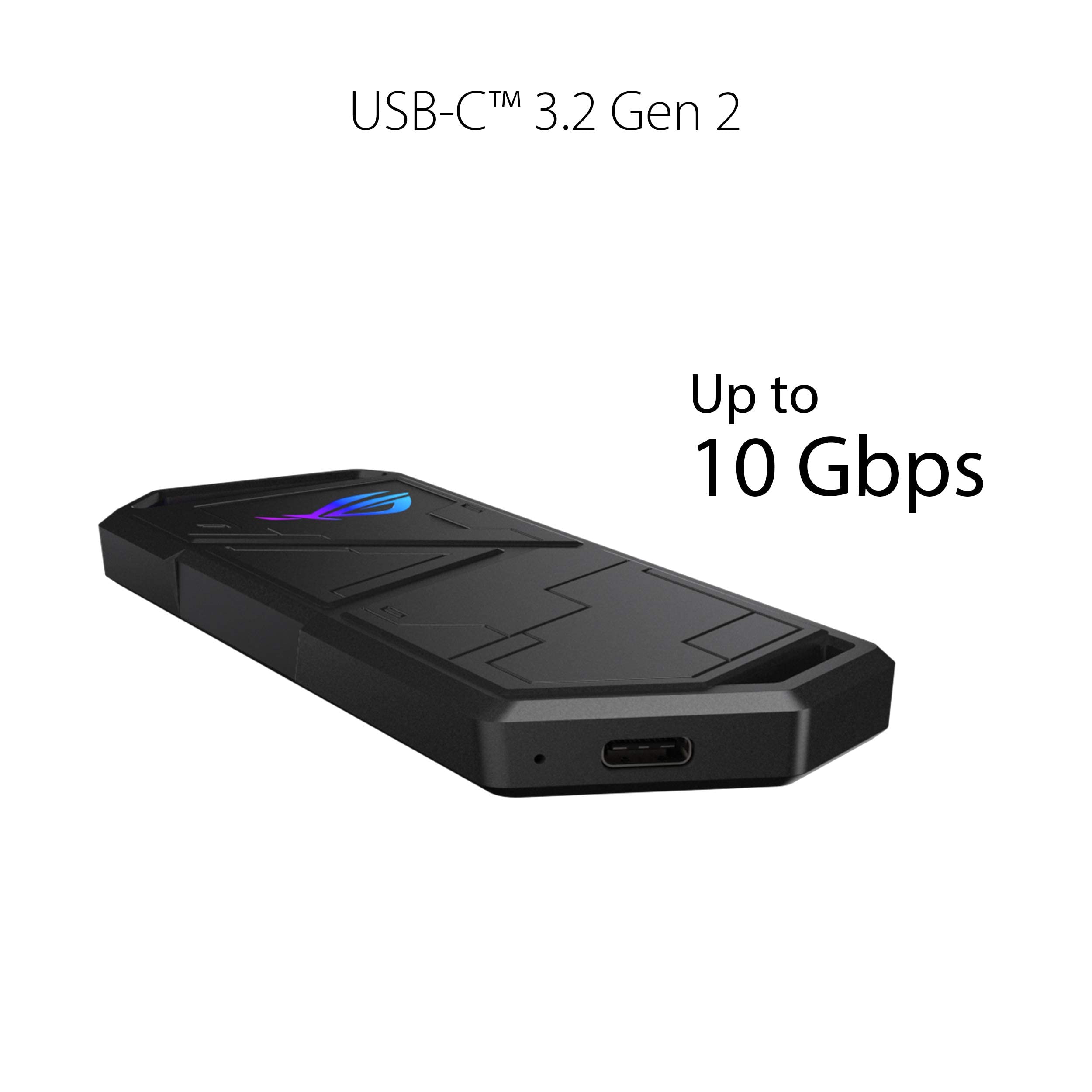 ASUS ROG STRIX Arion Lite External Portable M.2 PCIe NVMe SSD Enclosure featuring up to 10 Gbps transfer speeds with USB 3.2 Gen 2 Type-C Cable (ESD-S1CL)