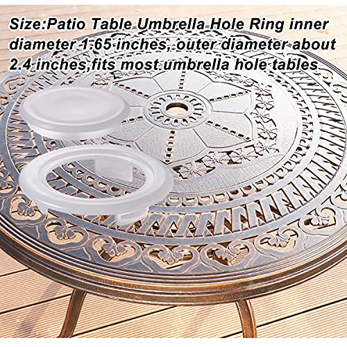 Aoboco 2 Pack 2 Inch Table Umbrella Hole Ring and Cap Set for Outdoor Patio Umbrella Plug Standard Size (Transparent)