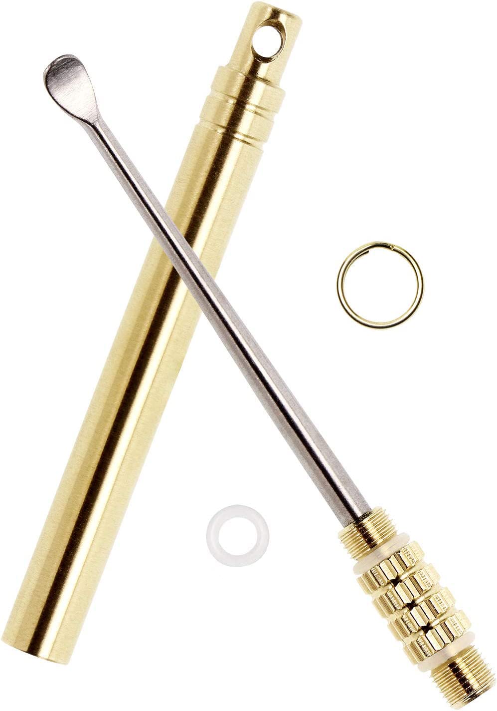 ONLYKXY Ear Wax Removal Tool,Folding Type Titanium Alloy Ear-Pick Cleaner Portable Ear Wax Removal Tools Ear Spoon Attached A Key Ring