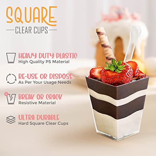 50pack 5oz Clear Plastic Dessert Cups With Lids And Spoons - Mini Parfait Cups With Lids - Appetizer Cups For Parties Small Dessert Cups With Spoons (50 Cups + 50 Lids + 50 Spoons)