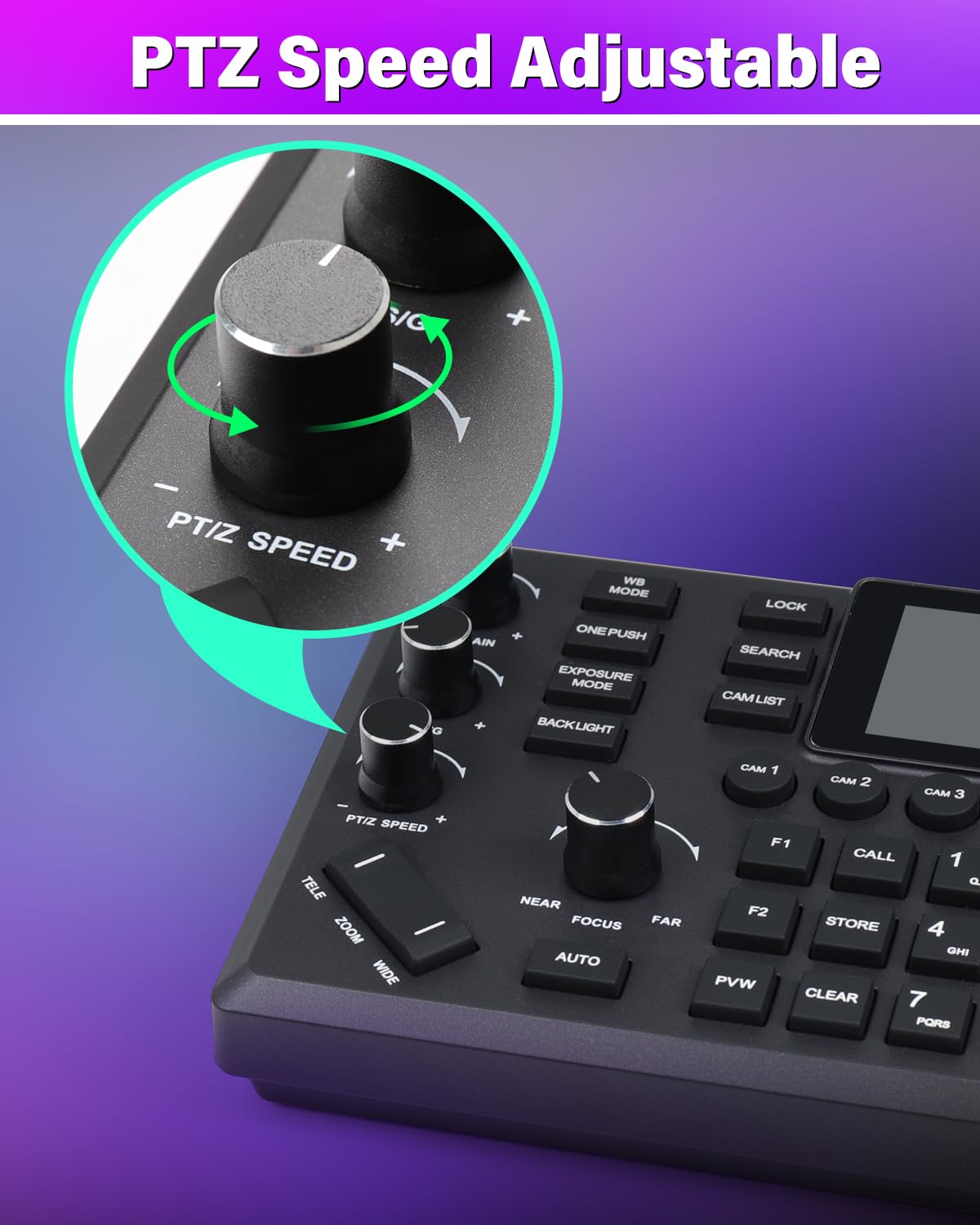 FoMaKo PTZ Controller PoE 3" LCD Screen Preview, 4D Joystick PTZ Camera Controller for Church Live Service Education, Visca PELCO D/P RS232 RS485 (No NDI License) (KC608 Pro)