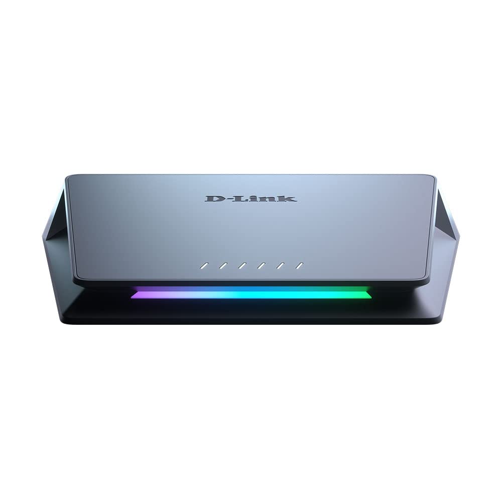 D-Link 6-Port 10Gb & 2.5Gb Unmanaged Gaming Switch with 1 x 10G, 5 x 2.5G - Multi-Gig, Network, Fanless, Plug & Play, Colored Indicator (DMS-106XT)
