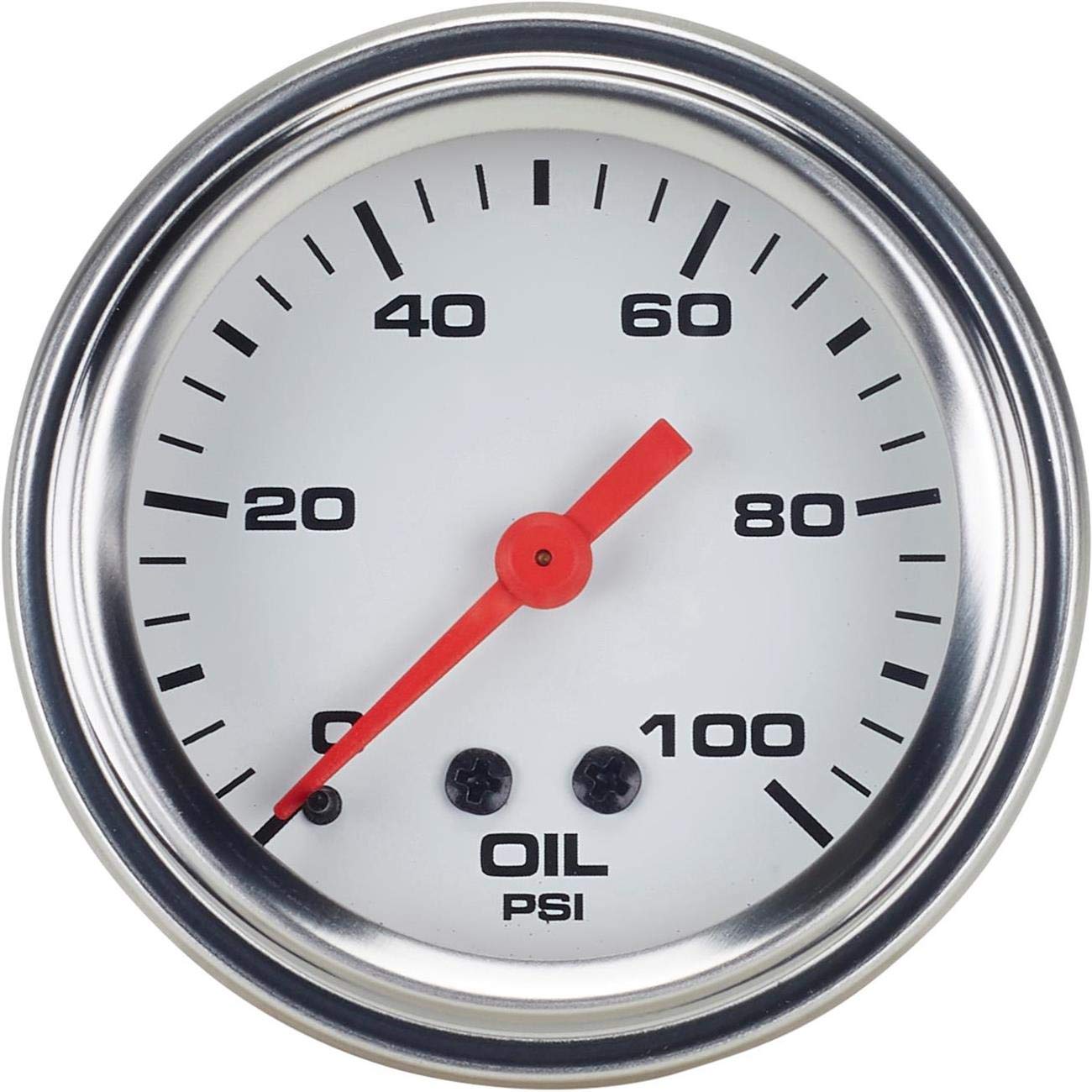 5-Gauge Set Complete Kit: 3-3/8" Mechanical Speedometer, 2-1/16" Component Gauges with White Face, Red Pointer & Chrome Bezel, Includes Tubing, Adapters, Fuel Level Sender