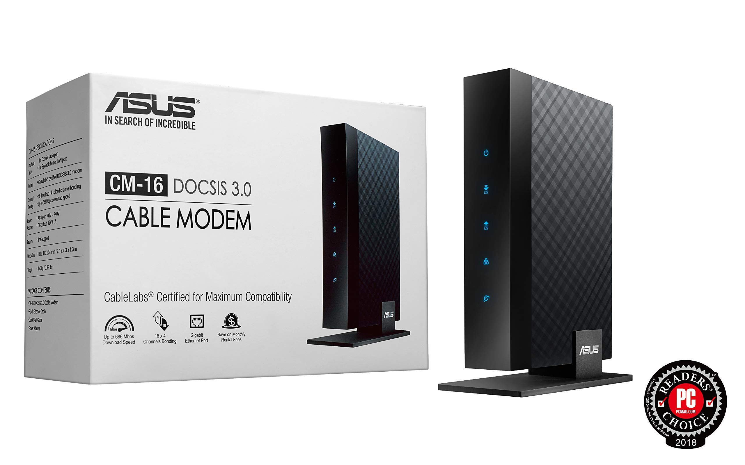 ASUS CM-16 DOCSIS 3.0 CableLabs-certified 16x4 Cable Modem (Renewed)