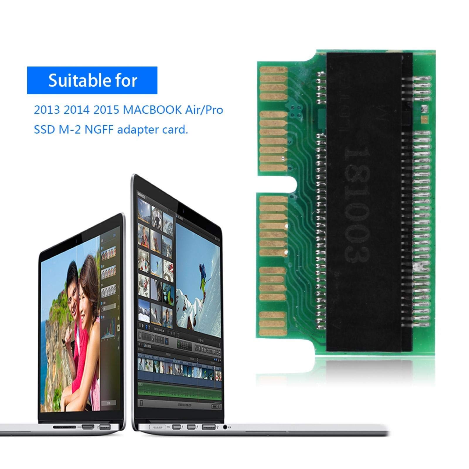 ciciglow SSD to M.2 NGFF Convert Adapter Interface Card 2013 2014 2015 Suitable for MacBook Air/Pro NVME AHCI SSD Upgraded Kit for A1465 A1466 A1398 A1502(Green)