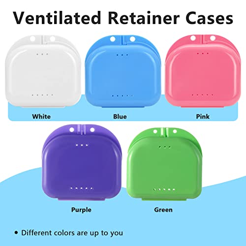 2 PCS Orthodontic Retainer Case,Retainer Case,Denture Case with Ventilation Holes for Mouth Guard and Floss (Purple)