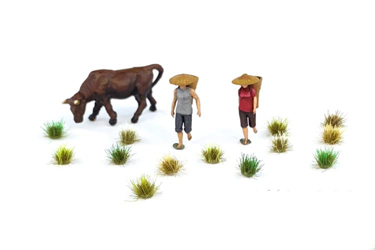 208 Pcs Static Grass Model Grass Tufts Railway Artificial Grass Miniature Grass Tuft Terrain Kit for DIY Model Railway Fairy Garden Diorama Scenery (Set D)