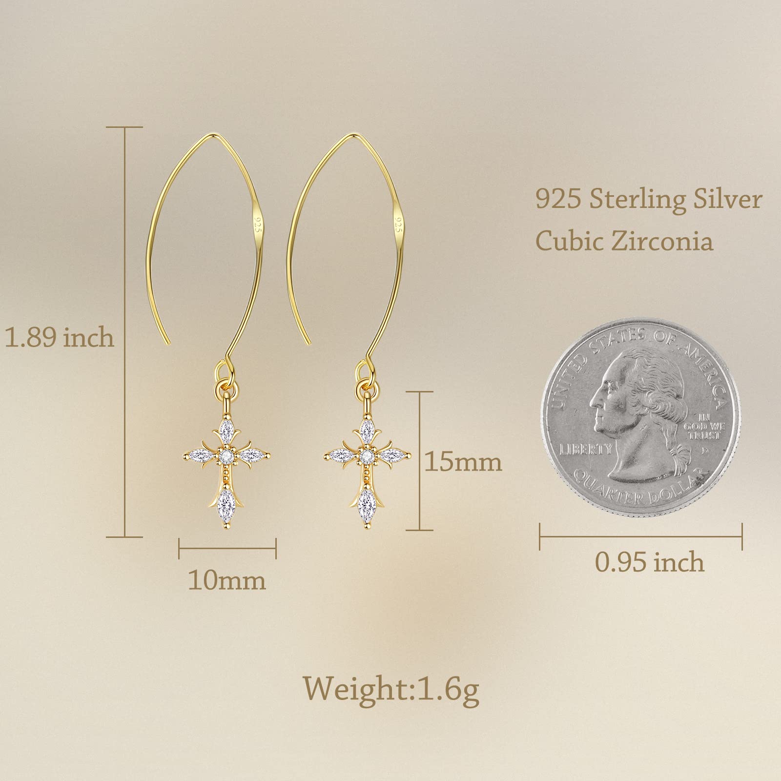 14K Gold Baroque Cultured Pearl Drop Threader Earrings for Women