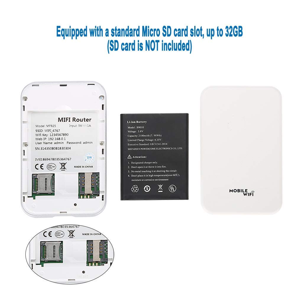 4G LTE Mobile Hotspot Devices,WiFi Box -High Speed -2100Mah -Up to 10 Connected Users -USB Charging-Portable 4G Router Suitable for Phone Laptop Etc,Good Product for Travel