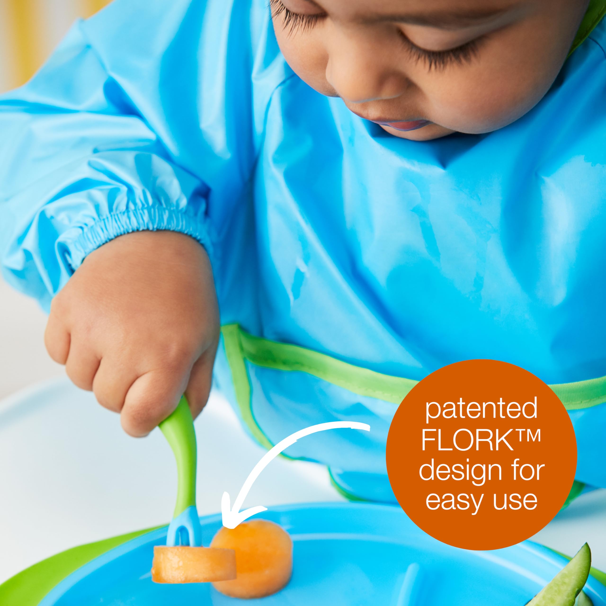 b.box Toddler Cutlery Set: Patented FLORK™ Designed Fork, Spoon & Travel Case, Easy Grip Handles, Dishwasher Safe, BPA Free. (Ocean Breeze)