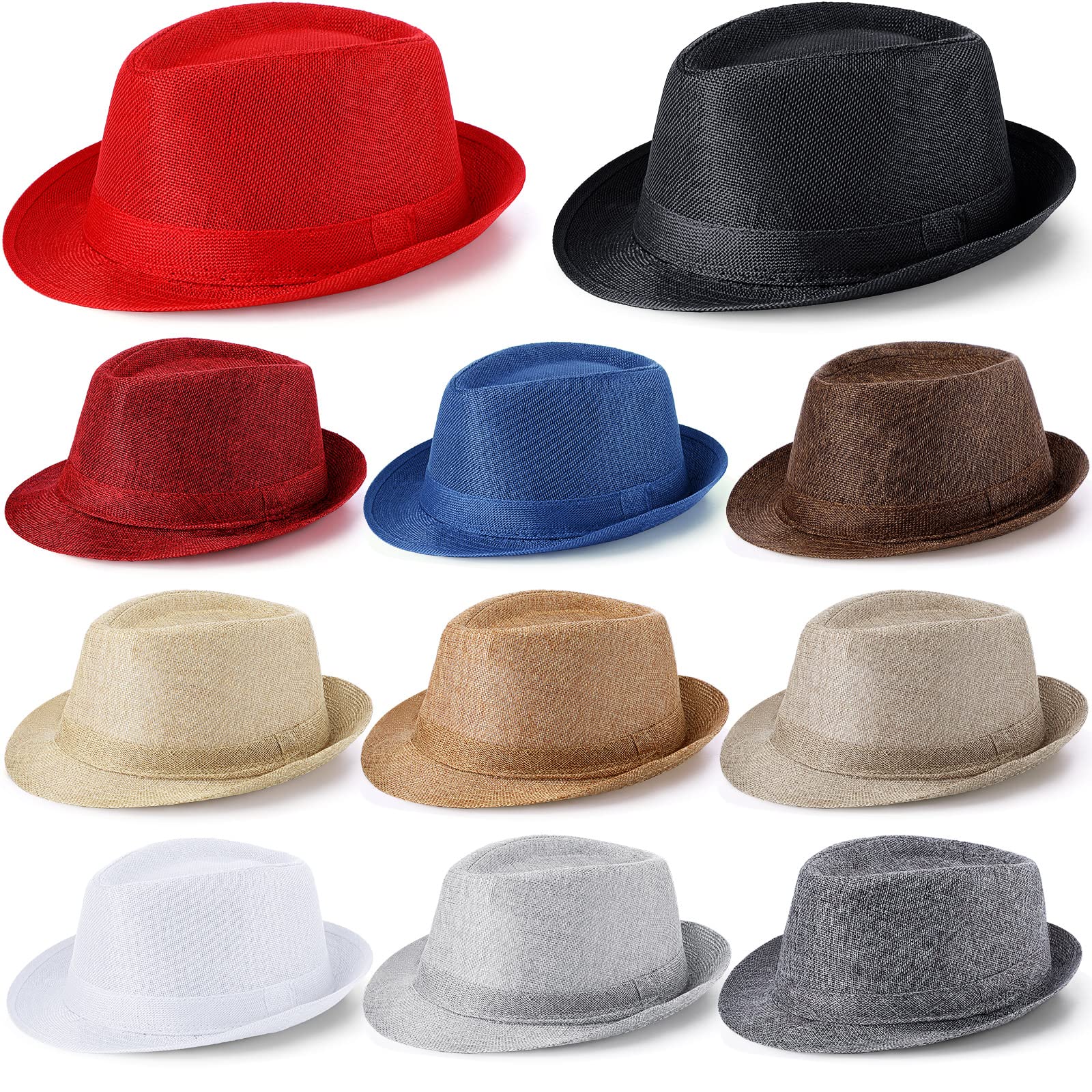11 Pcs Hat Colorful Panama Hat Men Summer Hats for Women Men Short Brim Hat Panama Cap Summer Hats for Women