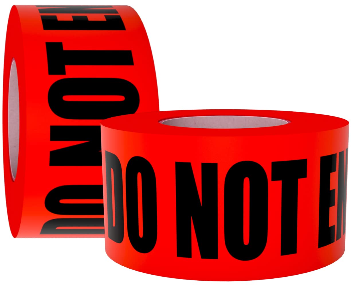Danger Do Not Enter Tape 2 Pack 3 inch X 1000 feet • Sharp Red with a Bold Black Print for High Visibility • Tear Resistant Design