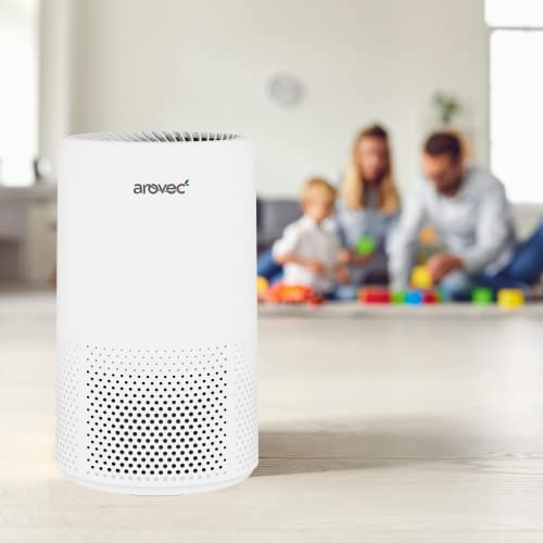 Air Purifiers for Home and Bedroom by AROVEC - True HEPA Air Filter to Eliminate Allergens, Asthma, Smoke, Odours, Pet Smell, Pollen, Mould, Dust, Sleep Mode, Timer, Aropure-200 (White)