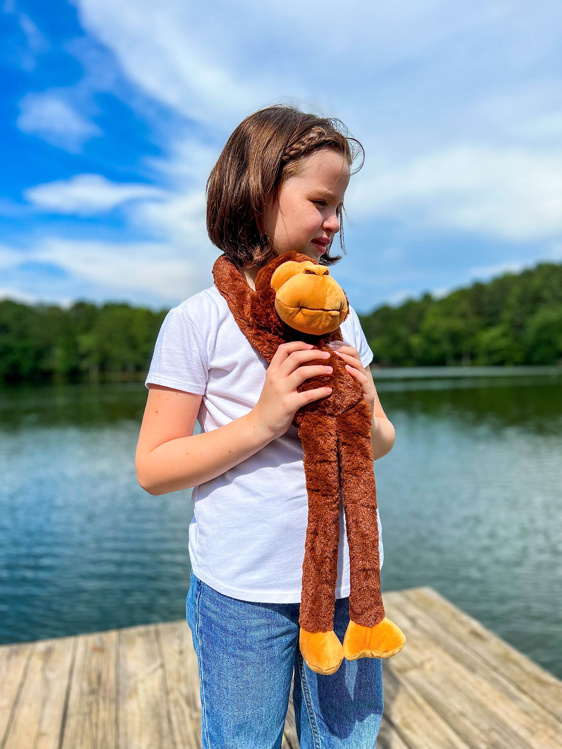 24-Inch Hanging Monkey Stuffed Animal – Monkey Toy With Specially Designed Ultra Soft Plush Feel For Kids - Hands And Feet Connect Together - Bring These Popular Monkeys Home To Boys & Girls Ages 3+