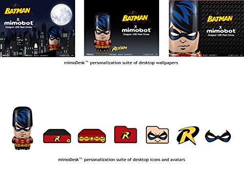 8GB Robin DC Comics MIMOBOT Character USB Flash Drive with Bonus preloaded Batman Themed Mimory Content, Limited Edition by Mimoco