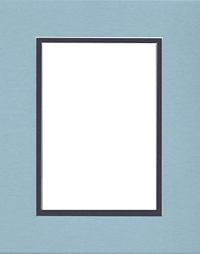 22x28 Double Acid Free White Core Picture Mats Cut for 18x24 Pictures in Sheer Blue and Navy Blue