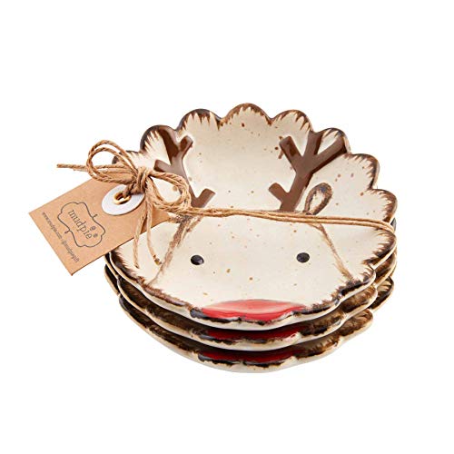 Mud Pie REINDEER FARMHOUSE DIP DISHES, 4" dia
