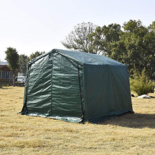 walnest Auto Storage Shelter Car Garage Steel Heavy Duty Carport Canopy Metal Frame Tent Waterproof (10×10×8ft, Green)