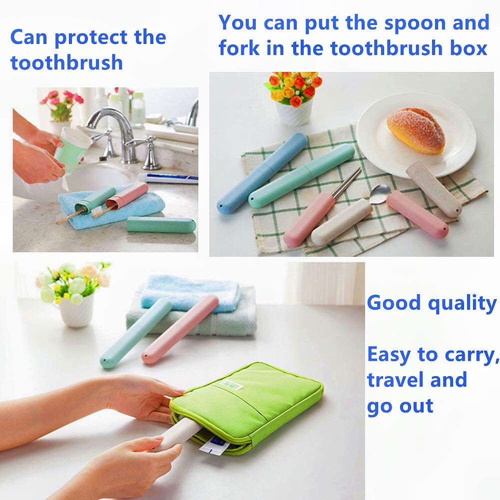 Bamboo Toothbrush （4-pack with Cases ）- Soft Eco Friendly, with 4 Pc Travel Toothbrush Case and 10 pack Dental Floss - Bpa Free Biodegradable - Wood Kit