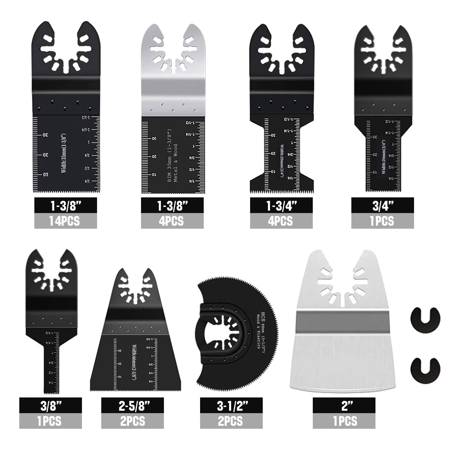 Adust 20PCS Titanium Oscillating Saw Blades, Multitool Blades for Cutting Hard Material, Metal Nails Wood and Plastic, Oscillating Tool Blades fit Dewalt Rockwell Milwaukee Makita Bosch (31)