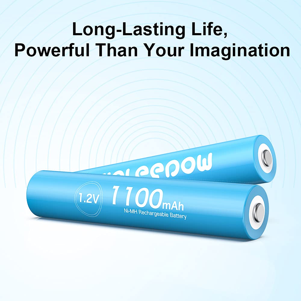 Deleepow 8 AAA NiMH Rechargeable Batteries 1100mAh - 1.2V High Capacity 1200 Cycles Precharged Triple A Battery with LCD Display Rechargeable AA and AAA Battery Charger