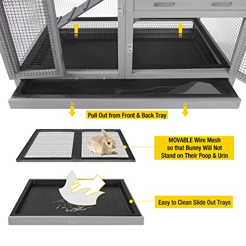 Aivituvin Rabbit Hutch Bunny Hutch Large Rabbit Cage, Indoor Bunny Cage Outdoor Rabbit House (Style1)