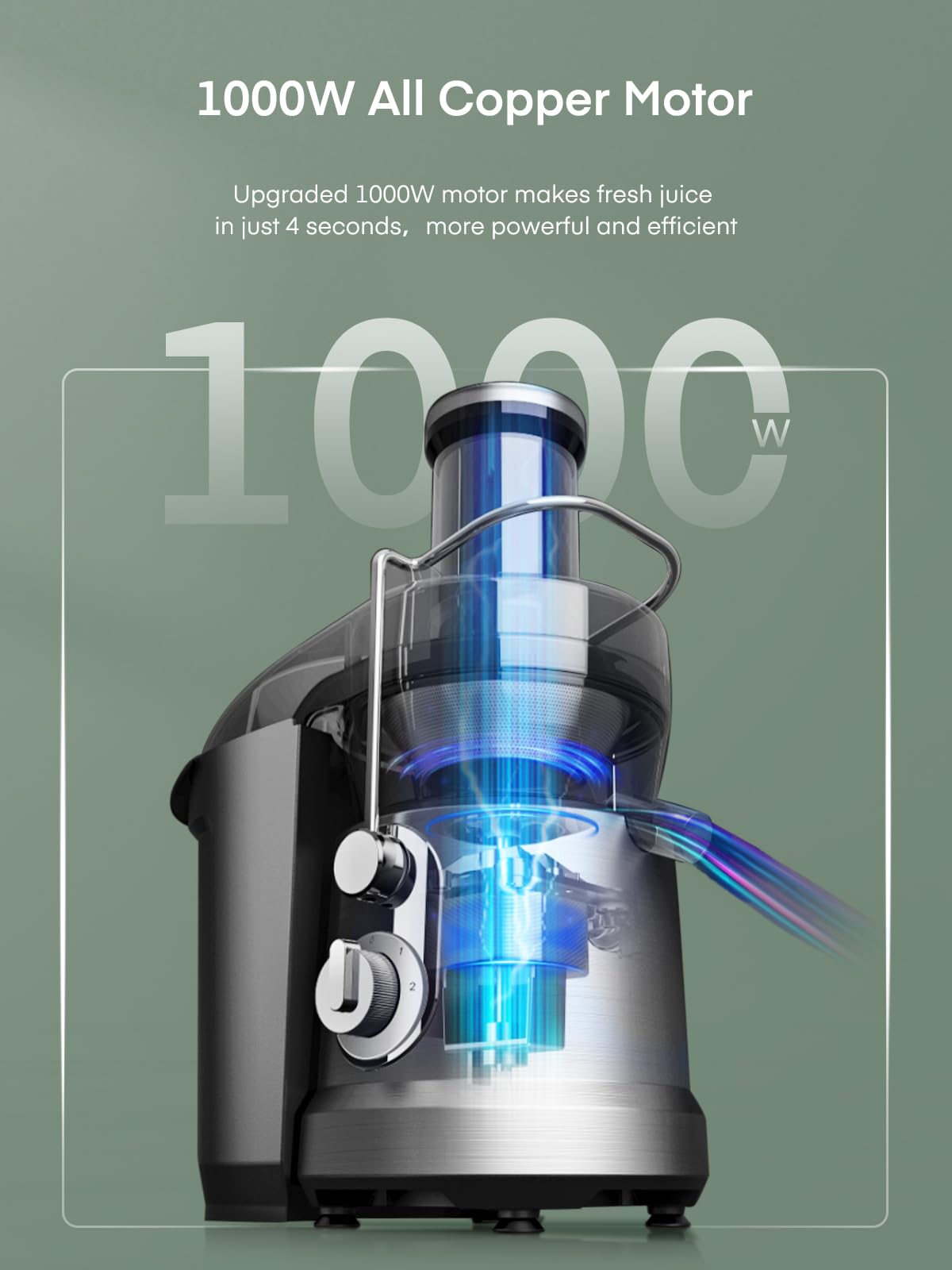 1300W Juicer Machines, Juilist Powerful Juice Extractor Machine with 3.2" Wide Mouth for Whole Fruits & Veggies, Fast Juicing Fruit Juicer for Beet, Celery, Carrot, Apple, Easy to Clean, BPA-Free