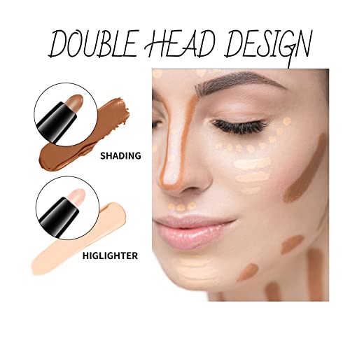 FREEORR 8 Colors Highlight Contour Stick, 2 in 1 Body Makeup Shding Stick, Face Highlighters Sticks,4 Packs Contouring Highlighting Foundation Shadow Cream Pen