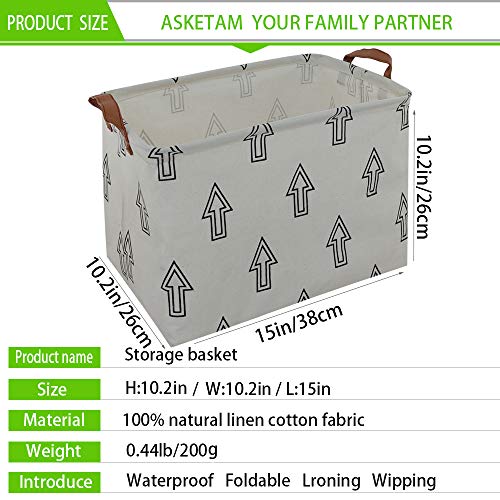 ASKETAM Kid Cute Rectangle Storage Basket Baby Collapsible Toy Storage Bin Nursery Child Playroom Bedroom Decor Clothes Storage Bin Gift Basket(Arrow)