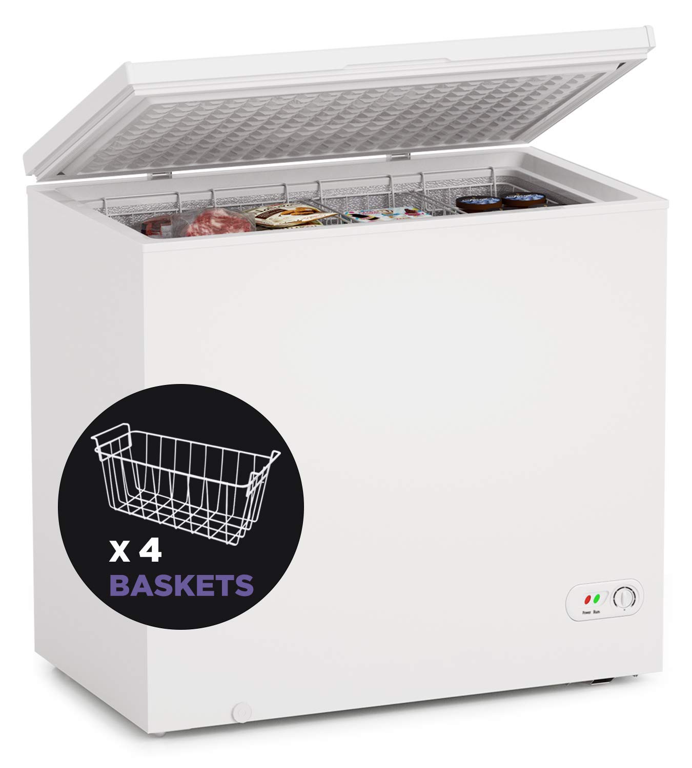 5.0 Cubic Feet Chest Freezer with Removable Basket, from 6.8℉ to -4℉ Free Standing Compact Fridge Freezer for Home/Kitchen/Office/Bar (WHITE)…