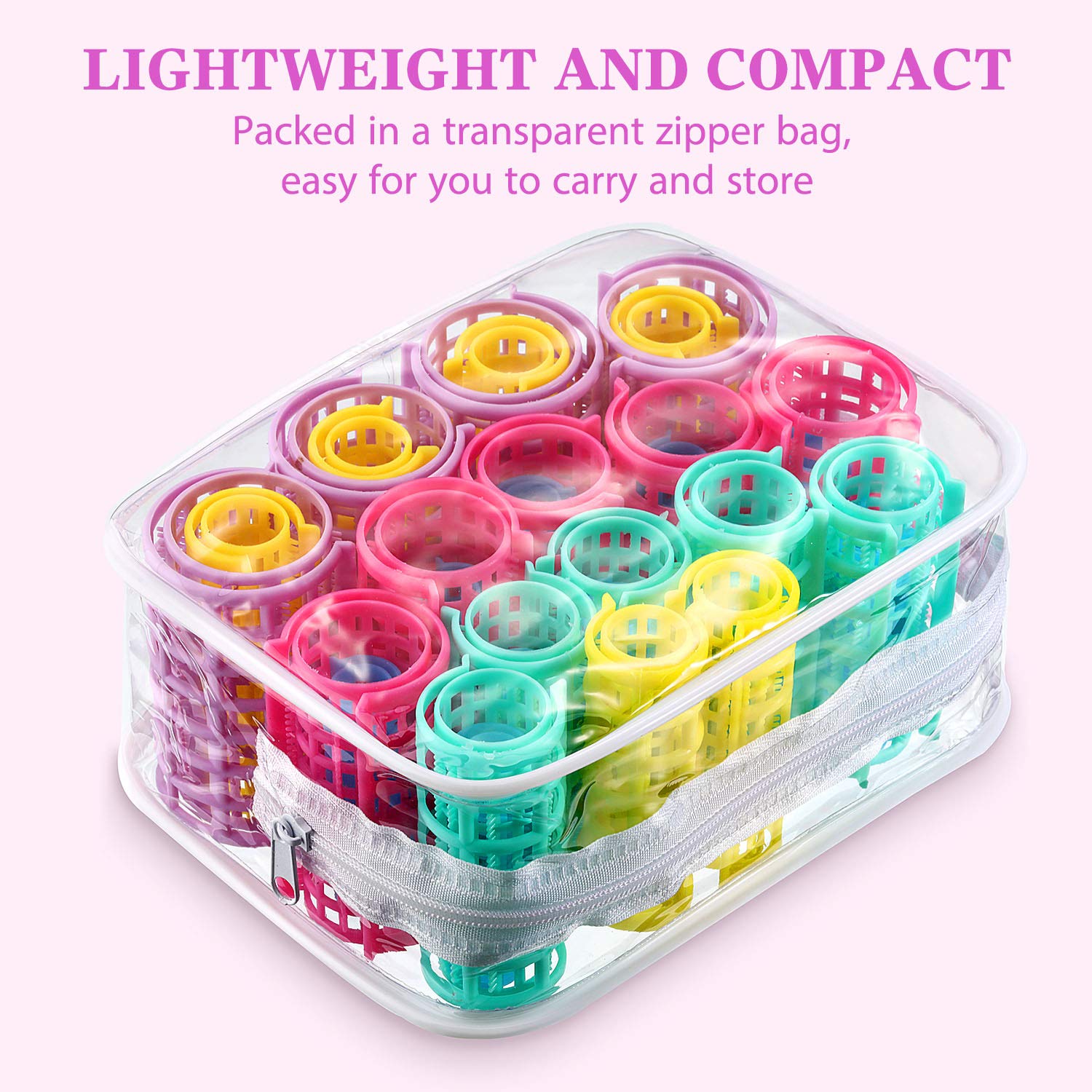 30 Pieces Plastic Hair Rollers - Self-Grip Curlers in 5 Sizes, No Heat Required for DIY Hair Styling and Salon Use
