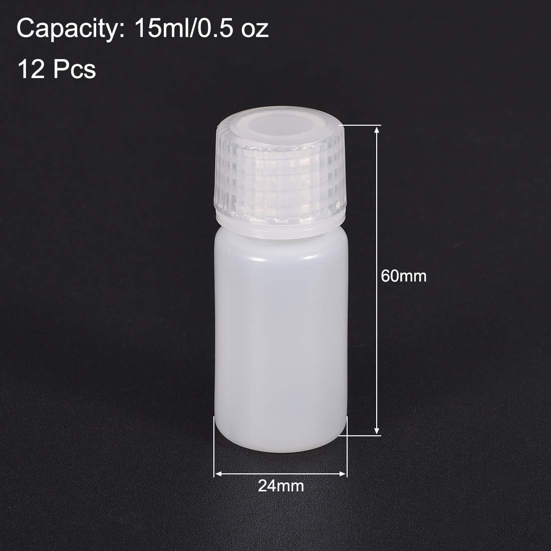 uxcell Plastic Lab Chemical Reagent Bottle, 15ml/0.5 oz Small Mouth Sample Sealing Liquid/Solid Storage Bottles, White 12pcs
