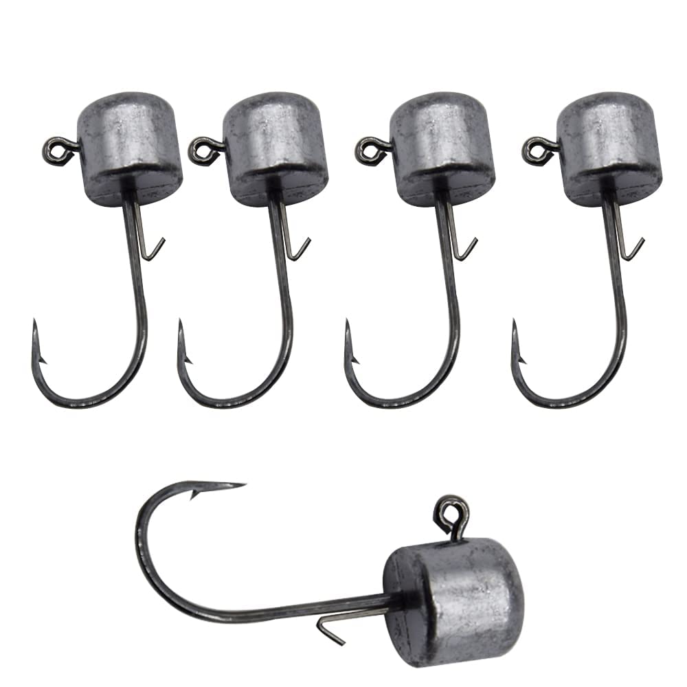 15pcs/lot Ned Rig Jig Head Finesse Hooks 1/10oz, 1/8oz, 1/6oz, 1/5oz Mushroom Jig Heads Hooks Set for Soft Plastic Baits Lures (1/6oz, 15pcs)