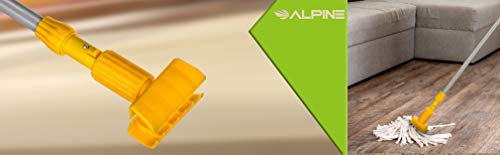 Alpine Commercial Iron Mop Handle for Floor Cleaning - Quick Change Professional Mopping Stick Or Mop Head Replacement Pole W Metal Handle (Fiberglass Jaw Clamp)