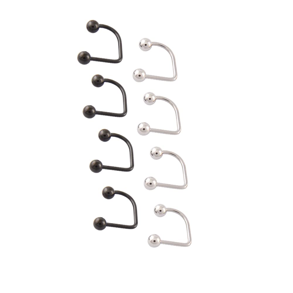 16G Stainless Steel Lippy Monroe Medusa Stud Piercing Ball Lippy Loop Labret U-Shaped Lip Ring Body Piercing Jewelry 10mm-Silver&Black