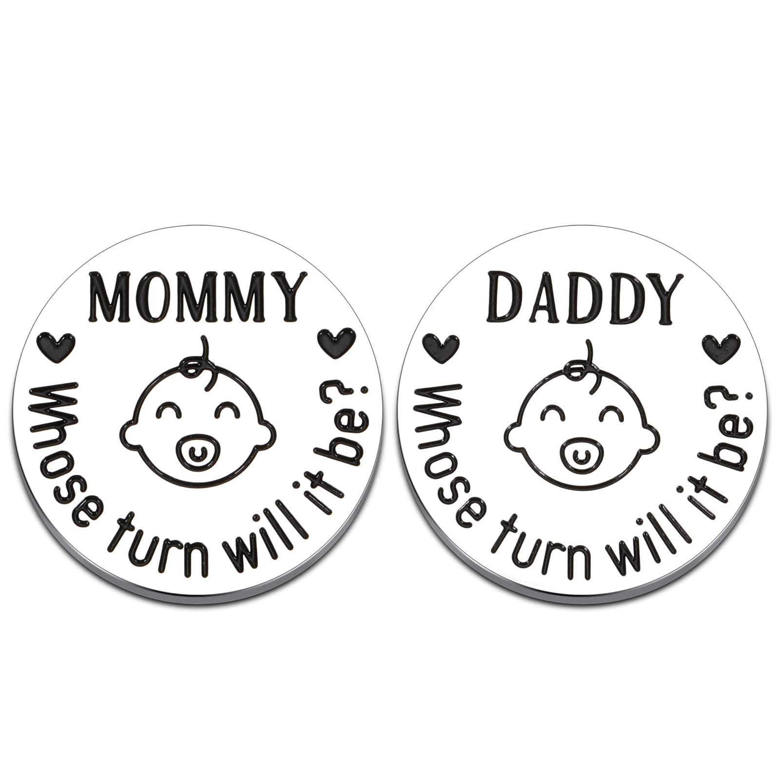 Fun New Parents Decision Coin Gifts for Mom Dad Baby Shower First Time Mommy Daddy to Be Newborn Baby Gift Pregnancy Birthday Fathers Mothers Day Christmas for Women Men Coin Present Double Sided