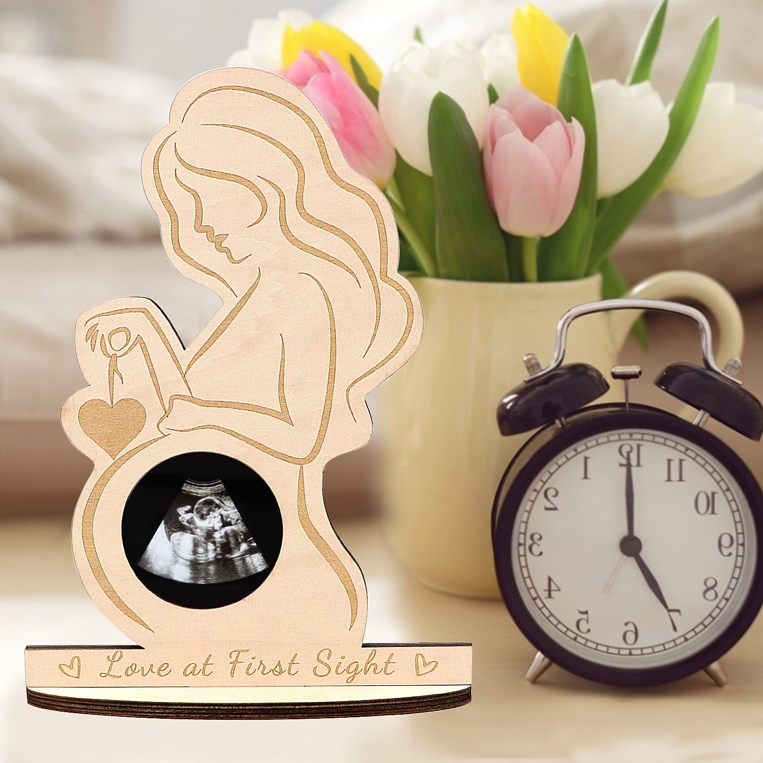 Baby’s First Photo Ultrasound Sonogram Wood Picture Frame Baby bump Expectant mother photo Love at First Sight display Keepsake (Style 1)