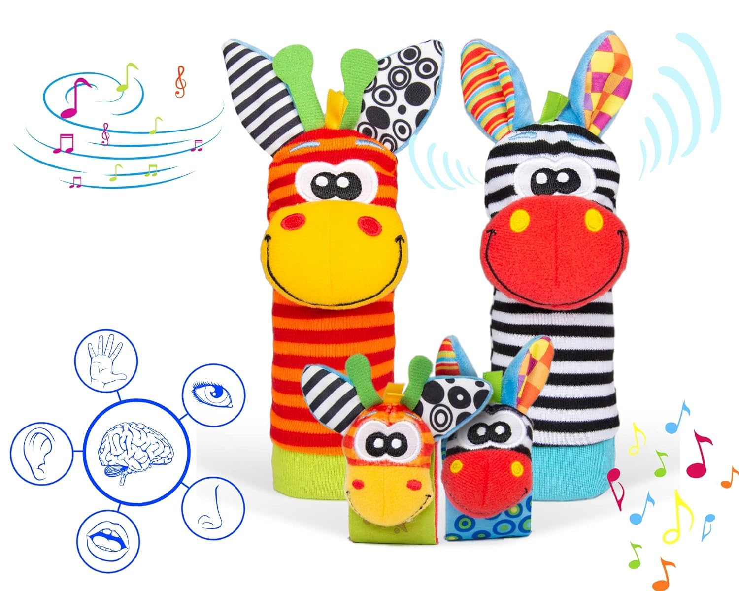4pcs Sozzy Baby Infant Soft Toy Wrist Rattles Foots Finders Developmental