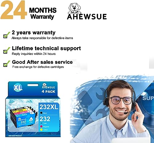 232XL Ink Cartridges Remanufactured Replacement for Epson 232 XL Ink Cartridges Combo Pack for XP-4200 XP-4205 WF-2930 WF-2950 Printer (1 Black, 1 Cyan, 1 Magenta, 1 Yellow, 4 Pack)