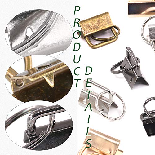 Keadic 41 Sets 1 Inch 4 Colors Key Fob Hardware with Key Fob Plier Kit, Glass Cutting Tool Attached with Rubber Tips, Perfect for Wristlet Key Fobs, Key Lanyard and Key Chain Making Hardware Supplies