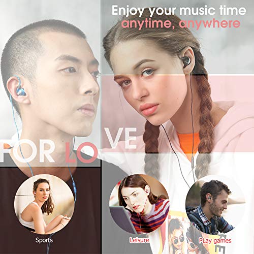 JAAMIRA Sports Wired Earbuds Over Ear Headphones with Microphone -Comfortable in Ear Ear Buds for Kids &Adults -Noise Isolation Earphones 3.5mm Jack for Phone iPhone Computer Runing Workout Gym Red
